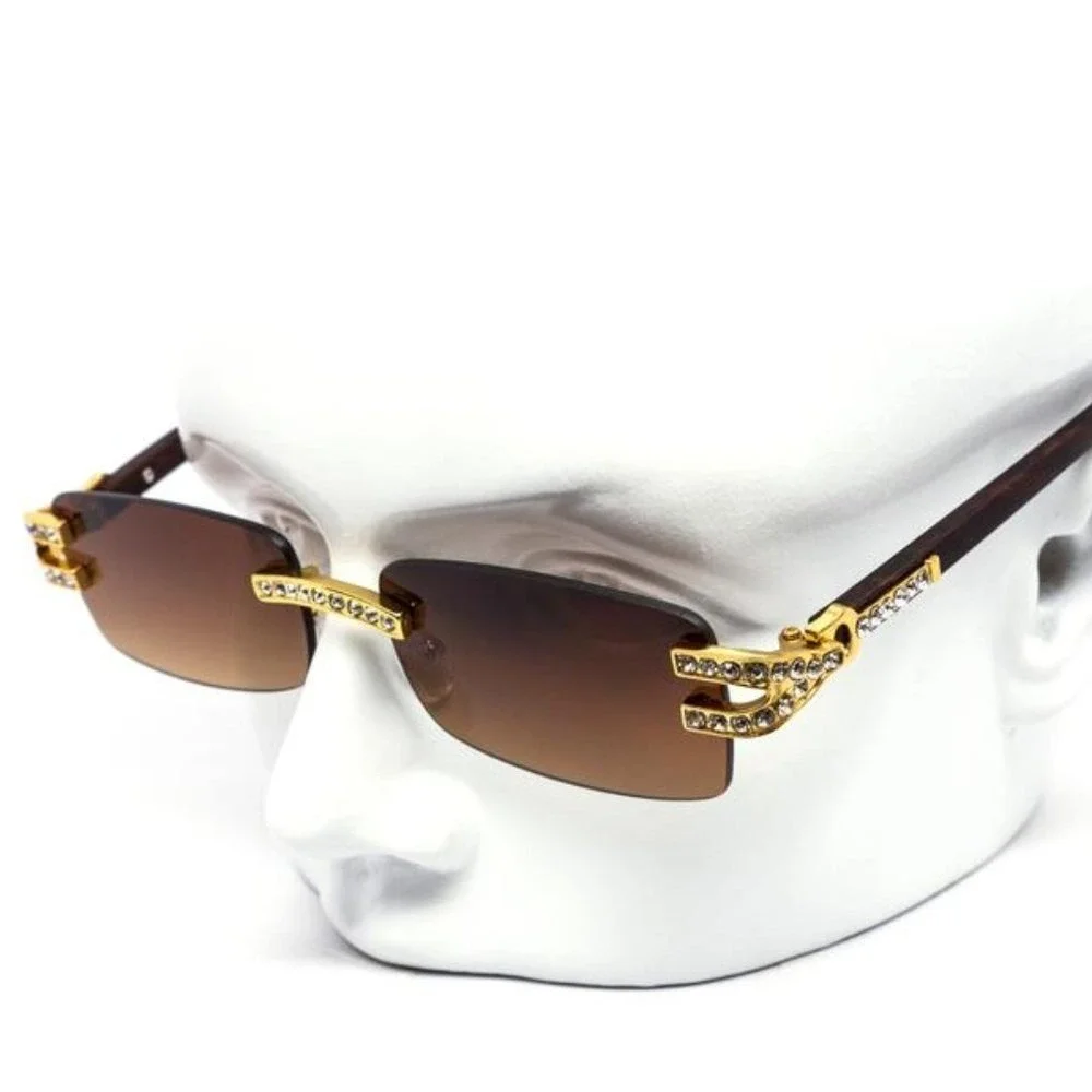 Accessories | Women Sunglasses Square Frame Rimless Brown Lens ...